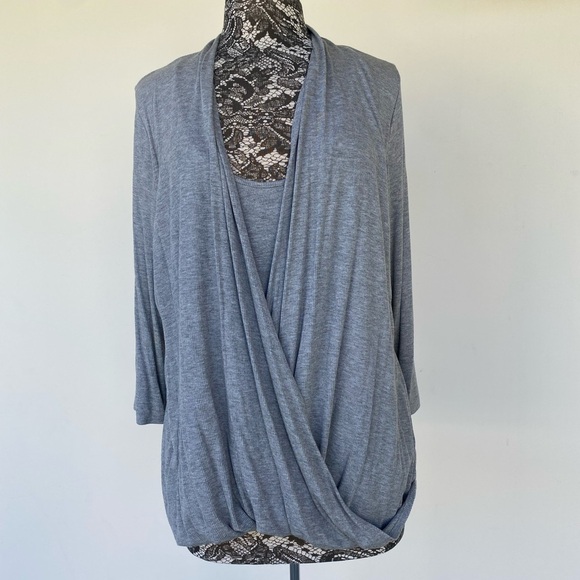 Laila Jayde | Tops | Laila Jayde Gray 34 Sleeve Wrap Tunic | Poshmark